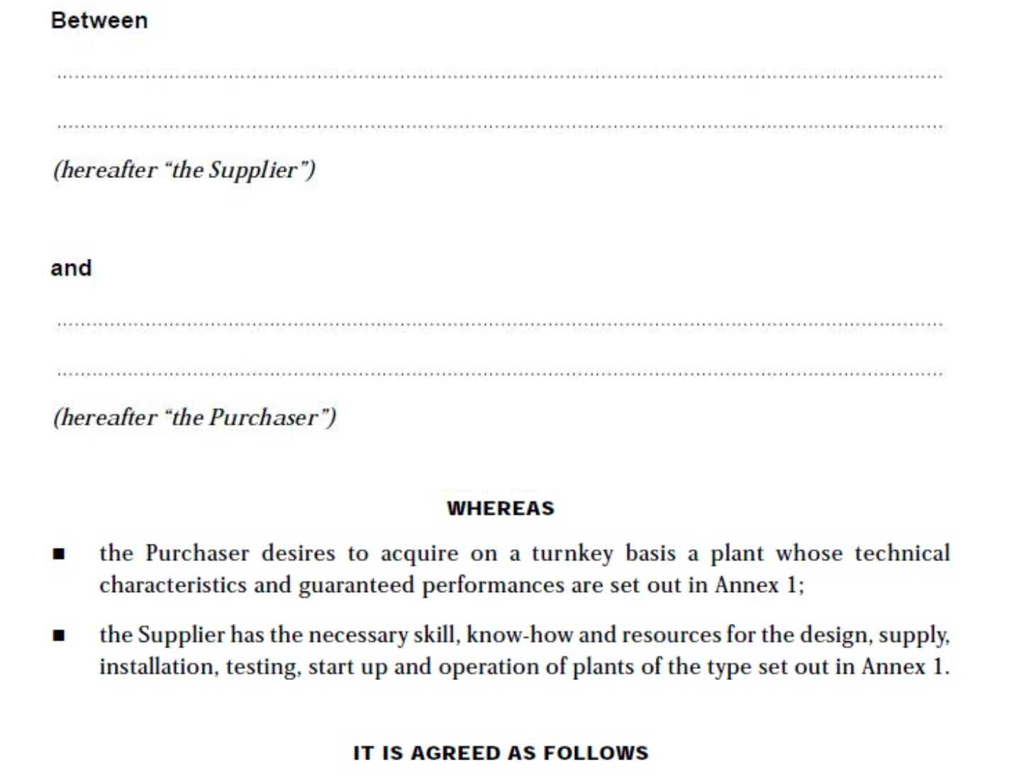 ICC Model Contract For The Turnkey Supply Of An Industrial Plant